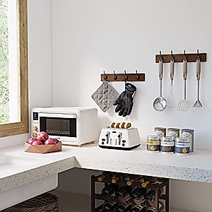 BAMEOS Wall Mounted Coat Rack, Bamboo Wall Coat Rack Hooks, 4-Hooks Rail for Entryway, Bathroom, Bedroom,Closet Room, Kitchen (Brown)