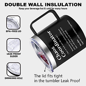 WECACYD Chaos Coordinator Tumbler Mug - Teacher Appreciation Gifts, Administrative Professional Day Gifts - Thank You Gifts for Women, Assistant, Coworker, Boss, Boss Lady, Nurse - 14oz Black Mug