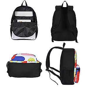 Delerain Rainbow Colors Monkey Head School Backpack Lightweight Travel Daypack Shoulder Bag 17 Inch Plus Laptop Bag Book bag for 1-6th Grade Boys Girls Back to School
