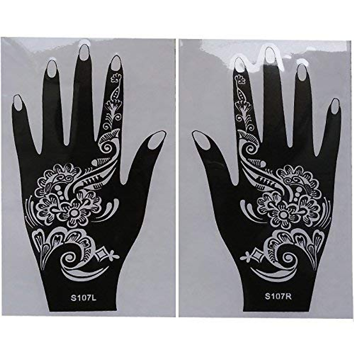 Xmasir 6 Sheets India Henna Tattoo Stencil Kit for Women Girl Hand Art Painting Temporary Tattoo Sticker Glitter Templates 7.87'' x 4''
