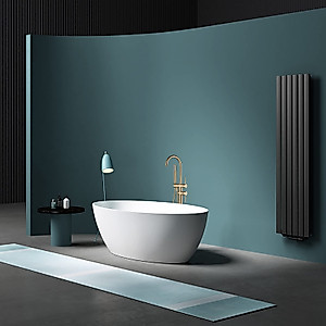 YAGATAP Freestanding Bathtub Faucet Floor Mount Tub Filler Brushed Gold High Flow Shower Faucets with Handheld Shower Mixer Taps Swivel Spout