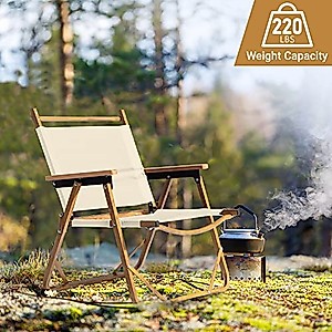 Camping Chair, Folding Chair, Camp Chair, Camping Chairs For Adults, 53*55*61cm Medium Size Aluminum Frame 600D Khaki Oxford Cloth Bearing 100kg Imitation Wood Grain Spray Paint Camping Chair Khaki