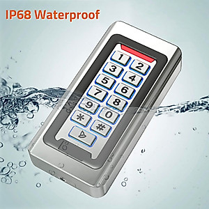 Wireless WiFi Access Control Keypad, Metal Stand-Alone Door Access Control System, EM Card Reader, Weatherproof, Backlight, TUYA Wireless Entry Security Access Controller for Garage, office