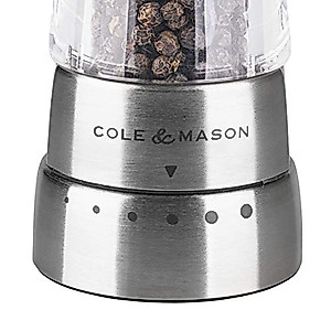 Cole & Mason H59408G Derwent Salt and Pepper Mills | Gourmet Precision+ | Stainless Steel/Acrylic | 190mm | Gift Set | Includes 2 x Salt and Pepper Grinders | Lifetime Mechanism Guarantee