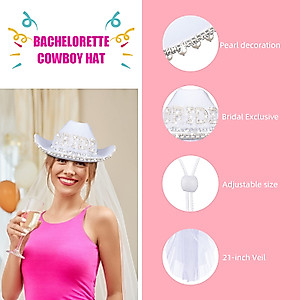 JUSTOTRY Cowgirl Hat With Veil - Bride To Be Bachelorette Party Favor
