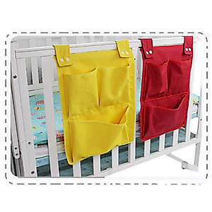 SiyuXinyi Pockets Bedside Storage Bag Caddy Hanging Diaper Organization for Baby Essentials, Hang on Crib, Practical Hanging Storage Bag， Suitable Dormitory, Double Bed, Bedside Storage！（Yellow）