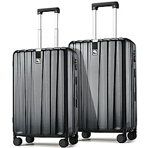 Hanke Luggage Sets 2 piece Carry On Luggage with Wheels PC Hard Shell Suitcases Lightweight Checked Tsa Luggage Large Travel Suitcase Woman Men 20/24 Inch(Jet Black)