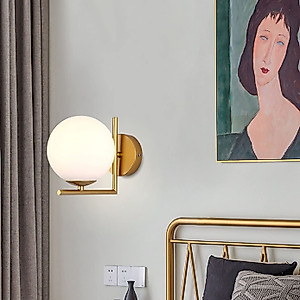 BOKT Frosted White Glass Globe Lamp Shade Replacement Milk Glass Ball Lampshade Cover Opal Sphere Shade for Pendant Light, 5.9” Diameter, 2.64" Opening Diameter (White)