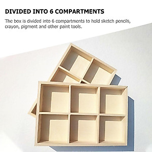 Wakauto 2Pcs Wooden Storage Divider Box Showcase Display Box 6 Grid Wood Organization Tray Desk Display Crafts Holder for Art Supplies Organizer