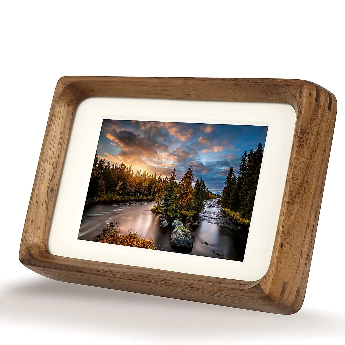 Hans Picture Frame,Made of Solid Wood Photo Frame for Wall Mounting or Tabletop Diaplay(Walnut,4"x6" matted to 3"x5")