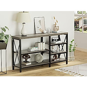 LGHM Console Tables for Entryway, Sofa Console Table Narrow with 5-Tier Storage Shelves for Living Room, Couch Hallway Table for Hall, Entry, Gray Wash