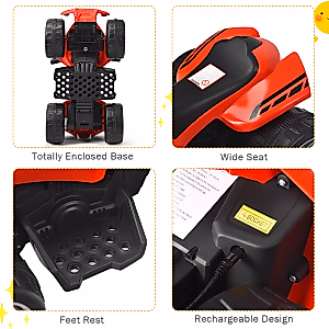 Costzon Kids ATV, 6V Battery Powered Electric Vehicle, 2 Speeds, Forward/Reverse Switch, Rear Wheeler Motorized Mini Toy Car, Ride on Car 4 Wheeler Quad for Boys & Girls Gift, Ride on ATV (Red)