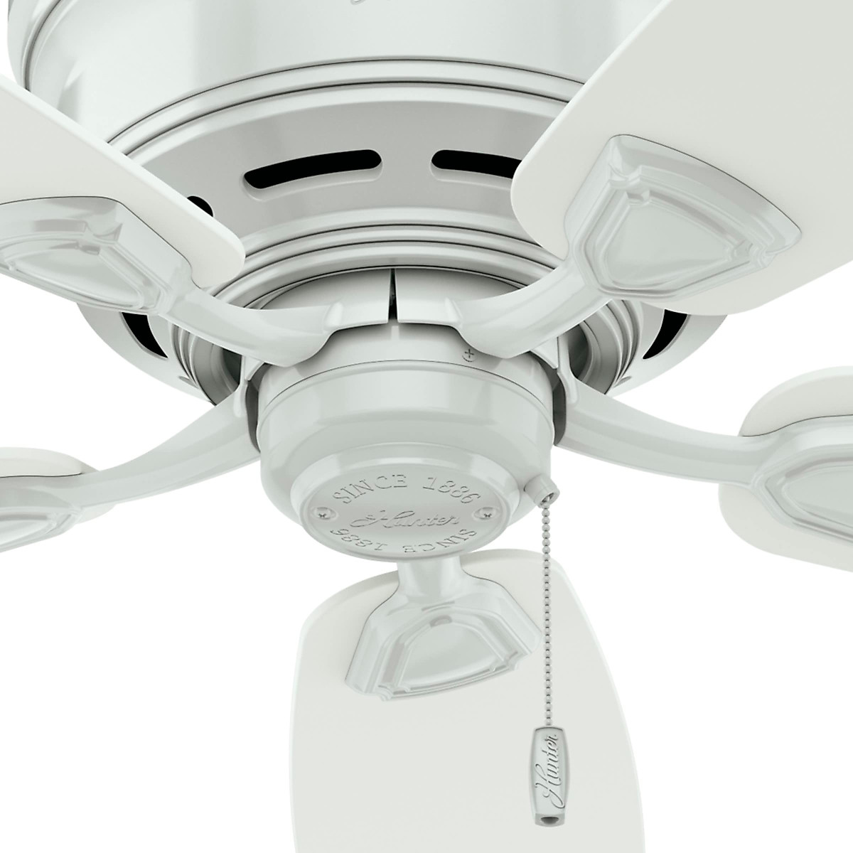 Hunter Fan Company, 53119, 48 inch Sea Wind White Low Profile Indoor / Outdoor Ceiling Fan and Pull Chain