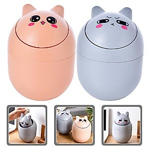 EXCEART 2pcs Small Garbage Can with Lid Trash Cans with Lids Pink Trash Can Trash Can with Lid Small Trash Bin with Lid Small Waste Basket Tabletop Garbage Can Mini Plastic Office Desk