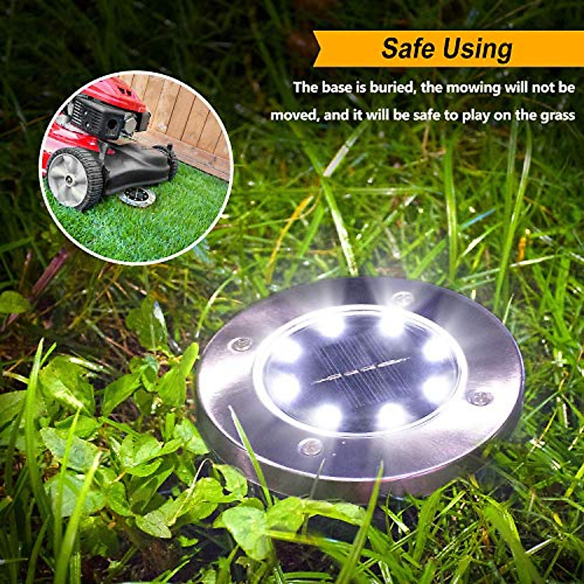 Aogist 4 Packs Solar Ground Lights,8 LED Garden Lights Patio Disk Lights In-Ground Outdoor Landscape Lighting for Lawn Patio Pathway Yard Deck Walkway