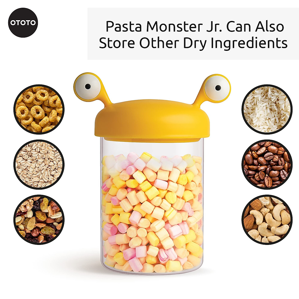 OTOTO Noodle Monster Kitchen Canisters Glass Pantry Storage Containers With Lids, Spaghetti Container Storage, Pasta Containers For Pantry, Airtight Food Storage Containers, Kitchen Gadgets