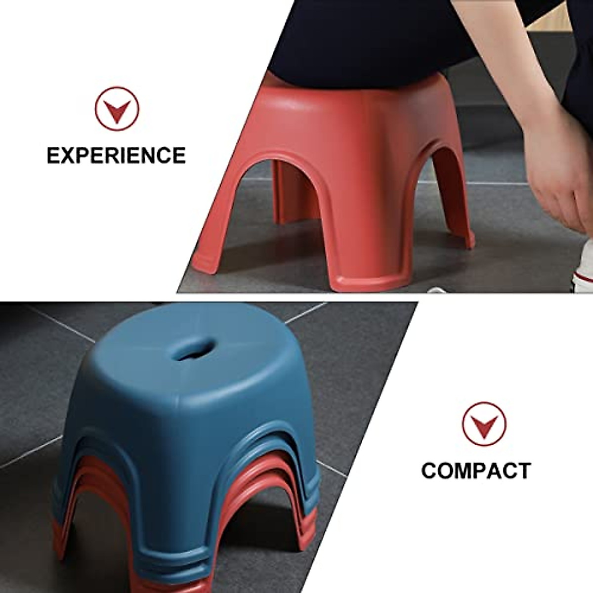 Angoily 1pc Small Bathroom Non Non-Slip Home for Stackable Kitchen Use Footstool Room Baby Potty Toddler Childrens Step Bedroom Non- Anti-Skid Low The Kids Training Skid Feet Red Ottoman