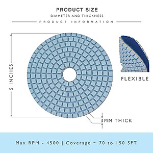 Stadea PPW101D Concrete Sanding Polishing Pads 4 Inch Grit 30 - Diamond Pads For Concrete Terrazzo Marble Floor Granite Stone Counter Wet Polishing