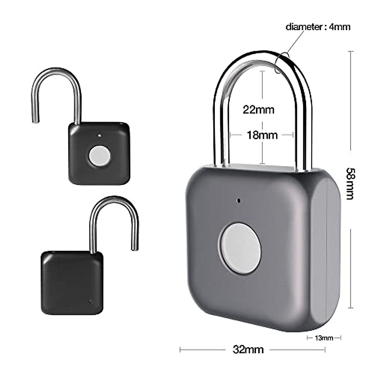 Fingerprint Padlock eLinkSmart App Locker Lock Fingerprint & Phone App, Remotely Authorized, Unlock Record, Schedule, Bluetooth Lock for Gym Locker, School Locker, Backpack, Suitcase, Luggage, Black