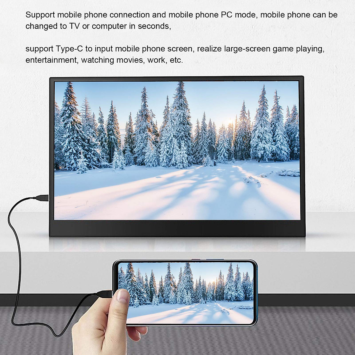 Portable Monitor,15.6inch 1080P HDR USB C Laptop Monitor Computer Display Gaming Monitor,External Monitor for Laptop PC Phone Switch