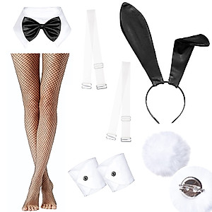 Womens Bunny Costume Girl Bodysuit Anime Role Costume Senpai Cosplay Bodysuit One Piece Stockings Set（Black S