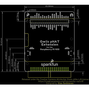 SparkFun Qwiic pHAT Extension Compatible with Raspberry Pi 400 (not Included) - extends 40 pin headers to a Vertical Position - 10 mounting Holes - 2X Qwiic Connections