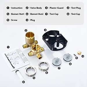 R22000 Integrated Shower and Diverter Valve, Compatible with D 3-Setting or 6-Setting Integrated Diverter Valve Trim kit, Brass Construction