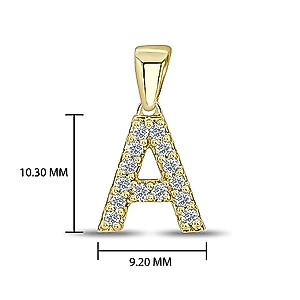 Diamond Wish 14k Yellow Gold Letter A Diamond Initial Pendant Necklace (1/10cttw) with 18-inch chain