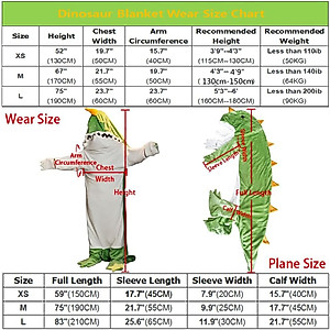 SunBritly Wearable Dinosaur Blanket Hoodie Animal Sleeping Bags for Kids Adult Soft Cozy Dinosaur Gifts(M fit for Height 4'3"-5'3",Cosplay Dinosaur)