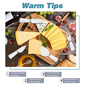 Funland 4PCs Cheese Knife Spreader Set with Marble Handle, Cute Cheese Knives Cutter Slicer for Marble Cheese Board, Spatula for cheese Board Accessories, Gift for Party, Thanksgiving - Silver