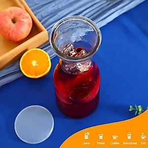 CUCUMI 6pcs 35oz Glass Carafe with Lids, Glass Juice Carafe Set for Mimosa Bar, Bubbly Bar, Brunch, Iced Tea, Parties Banquets