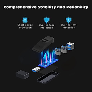 VCOM USB 3.0 Hub for Laptop, Portable 4-Port Data USB Splitter, Mini USB A Port Expander, 5Gbps Fast Data Transfe for Desktop Computer, Surface Pro, XPS, PC, Flash Drive, Mobile HDD, Keyboard, Mouse