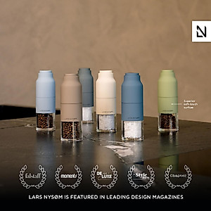 LARS NYSØM Salt and Pepper Grinder Set Stainless Steel with Adjustable Grinder I Bottle Design Spice Mills Set Manual (Brown/Beige)