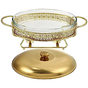 DOITOOL Buffet Food Tray Stainless Steel Chafing Buffet Dish Oval Chafer Full Size Food Warmer Heating Pan Large Capacity Serving Tray with Lid for Home Restaurant Canteen Warm Buffet Server