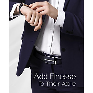 Access Denied Leather Ratchet Belts For Men - Mens Belt With Automatic Sliding Buckle For Suits, Jeans And Uniform - Designed In The USA - Gifts For Men