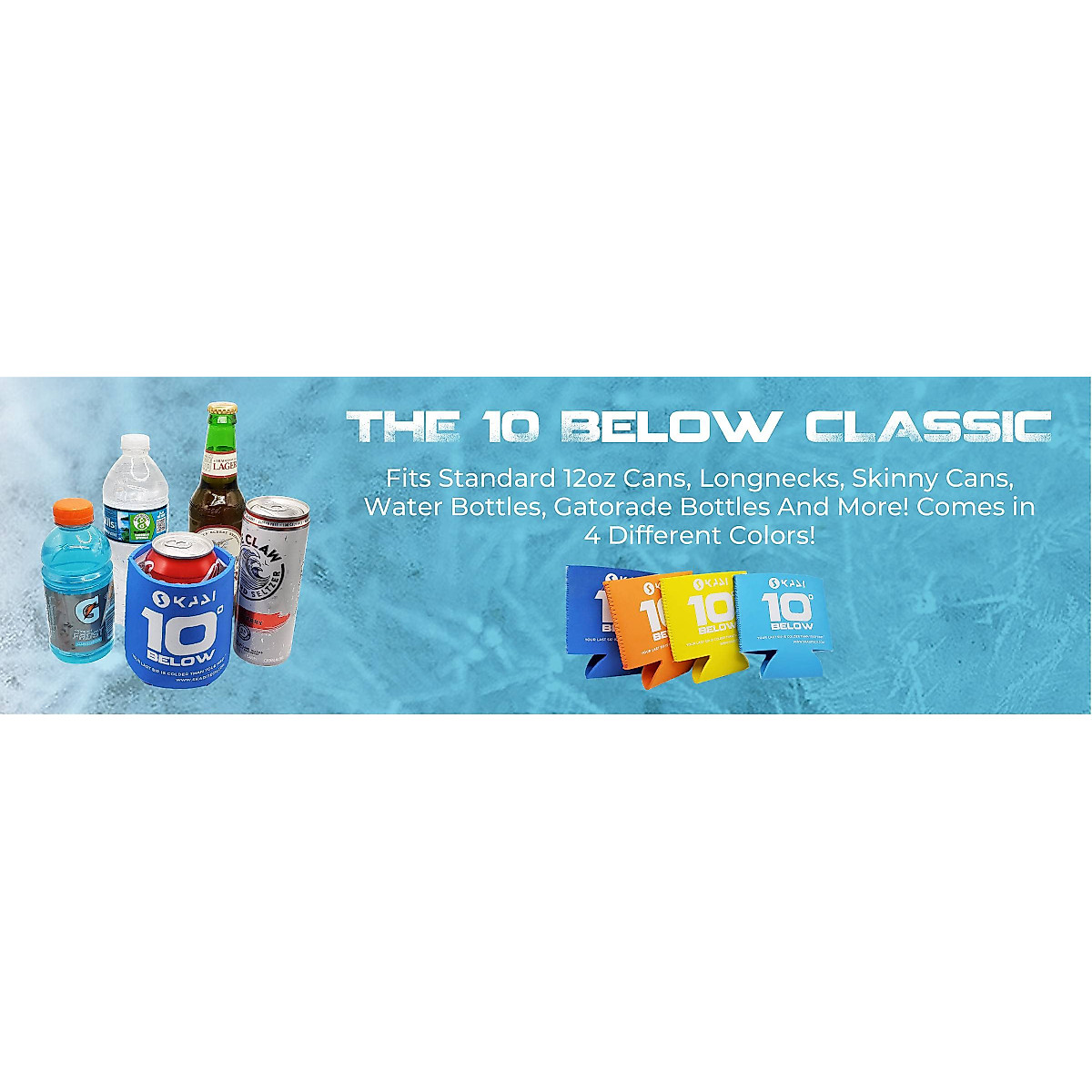 10 Below Classic Freezable Can and Bottle Cooler - Cools to Zero and Below! Swappable ThermPak - 4 in 1 Design - Purple