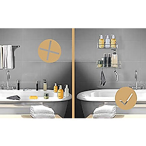 YSJHHJLL Shower Caddy, Shower Organizer, Shower Shelf, Bathroom Organizer, Shower Organizer Hanging, Adhesive Wall Mounted Shower Shelves, No Drilling, No Rust, Never Collapse, for Bathroom Storage ( 2 pack).