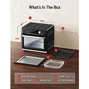 Air Fryer Toaster Oven, SWIPESMITH 24-in-1 Convection Air fryer, 26-QT XL Capacity, Digital Countertop Oven with 100 Recipes, Accessories, Touch Control, 1700W