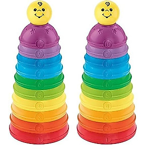 Fisher-Price Baby Toy Stack & Roll Cups, 10-Piece Stacking & Nesting Activity for Developmental Play Infants Ages 6+ Months
