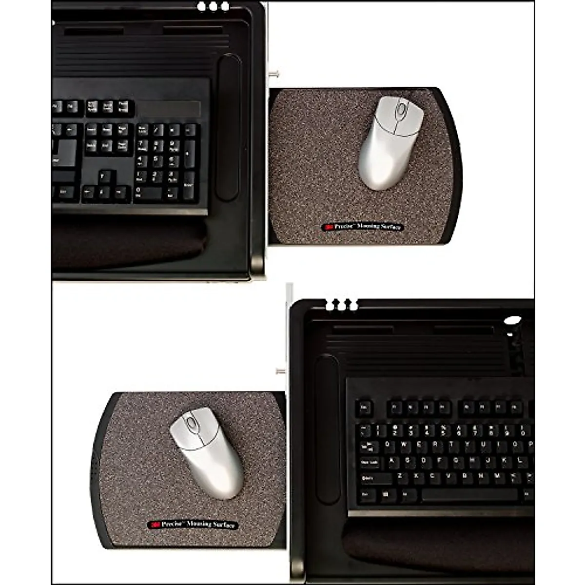 3M Adjustable Under-Desk Keyboard Drawer, Three Height Settings, Wide Tray with Gel Wrist Rest Accomodates Most Keyboards, Slide Out Mouse Platform with Precise Mouse Pad, Black (KD45)