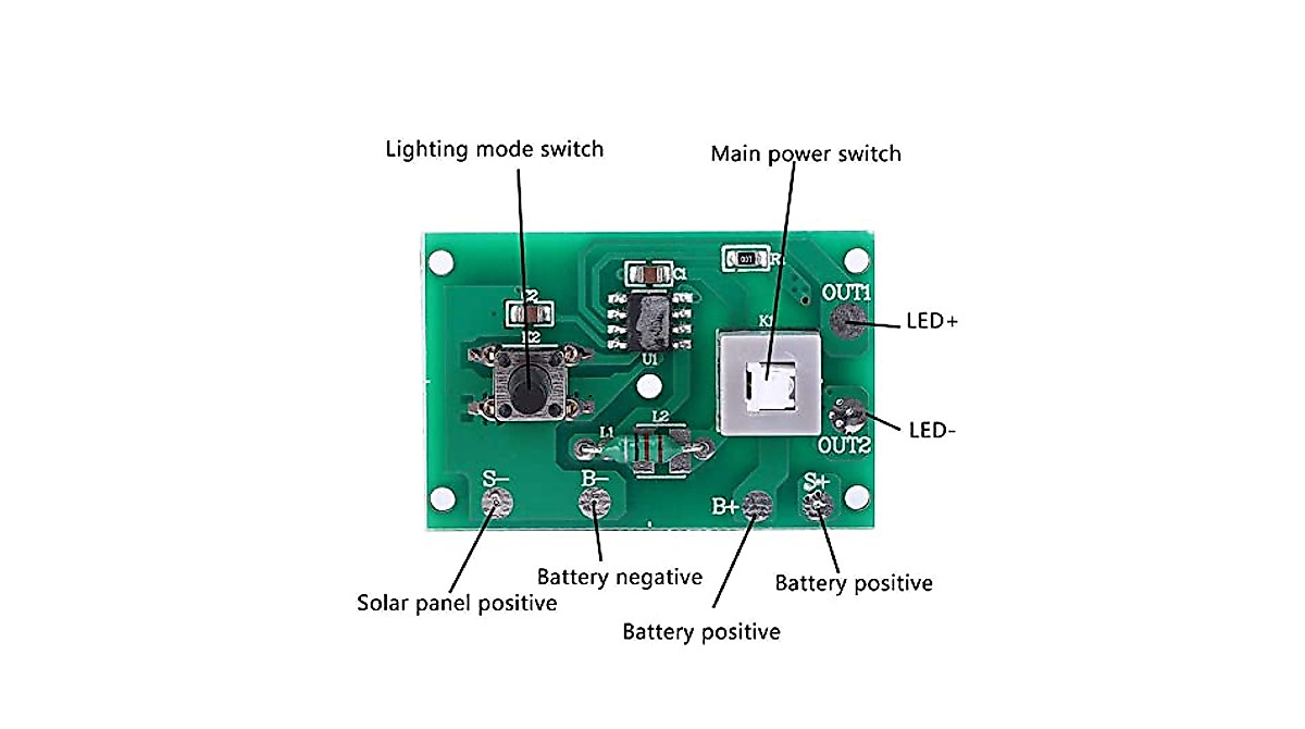 Solar Lamp Controller Module SS1208 - 8 Light Modes for Outdoor Lighting