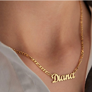 Personalized Name Necklace Customized Nameplate Necklace with Heart Pendant 18K Gold Plated Custom Name Necklace