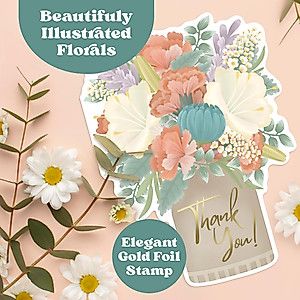 Floral Thank You Cards - 24 Cards With Envelopes - Unique Shape Perfect for Birthdays, Holidays, Weddings, Graduations - 5 x 7 Inches