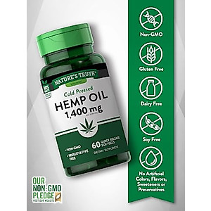 Nature's Truth Hemp Oil | 60 Softgel Capsules | 1400mg | Non-GMO & Gluten Free Supplement | Cold Pressed from Hemp Seeds