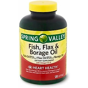 Spring Valley Fish, Flax & Borage Oil Softgels, 120 Count 120 Softgels