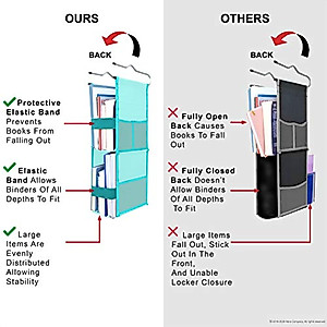 ABRA Company 2 Shelf Hanging Locker Organizer for School, Gym, Work, Storage - Upgraded Eco-Friendly Fabric Healthy for Children (Ocean Turquoise)