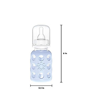 Lifefactory Glass Baby Bottle with Stage 1 Nipple and Protective Silicone Sleeve Blanket 4 Oz
