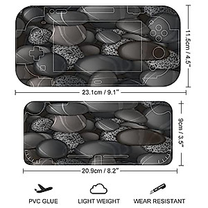 Black Pebble Stones Compatible with Switch/Switch Lite Console Joy-Con Dock Sticker Skin Full Set Cute Stickers Cover for Switch Lite