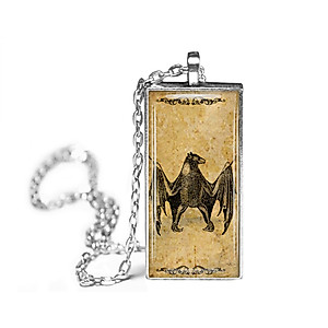 Steampunk Halloween Rectangle Pendant- Bat