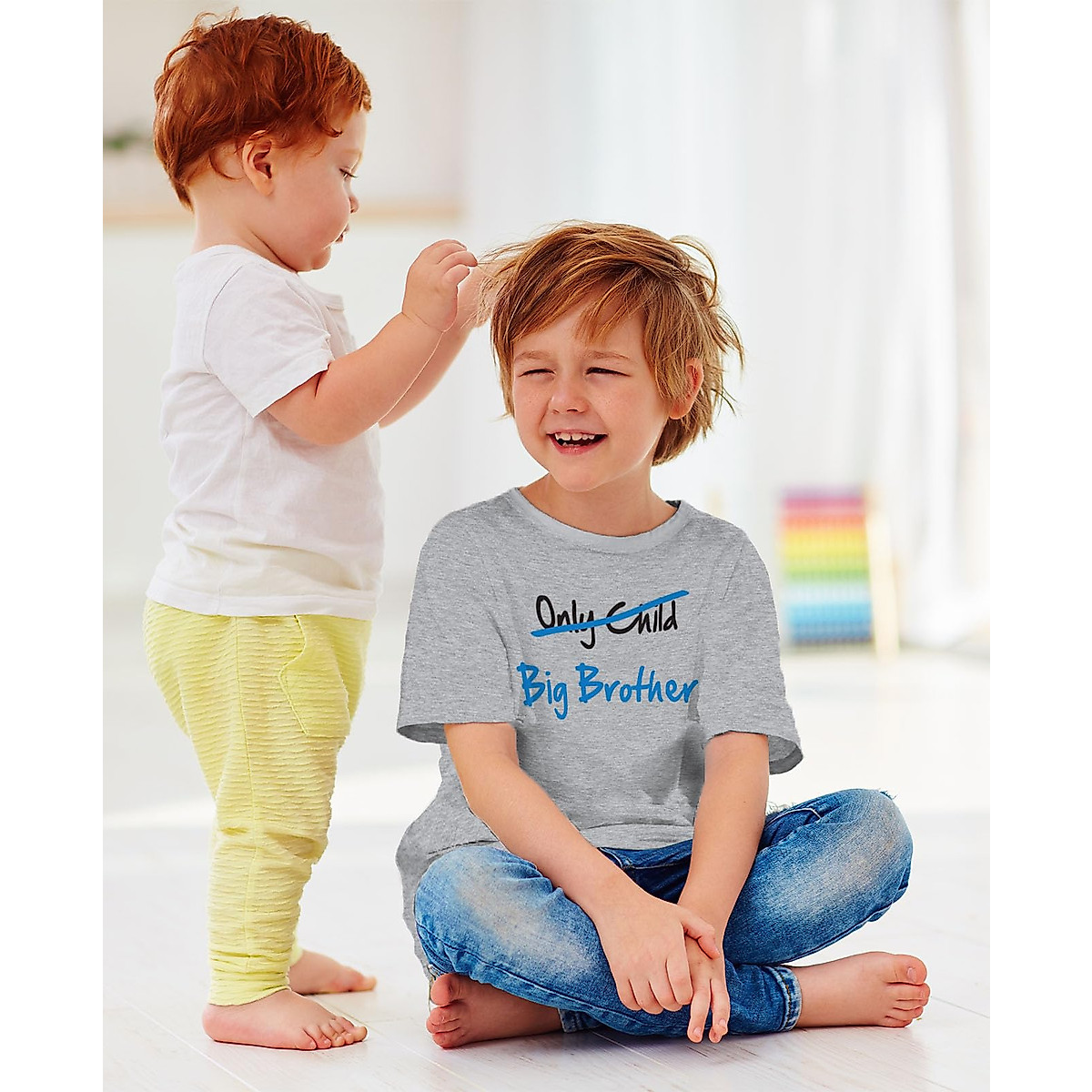 Only Child to Big Brother Shirt Baby Announcement Sibling Boys Kids Shirts 18M Gray